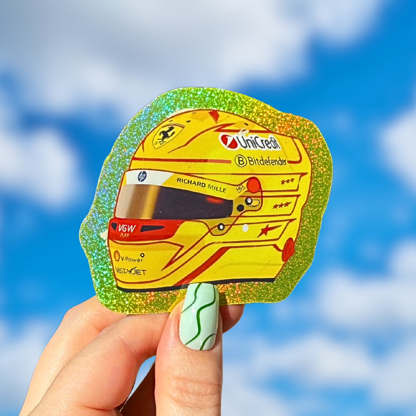 Large Lewis Hamilton 2025 helmet sticker – Good Luck Tess