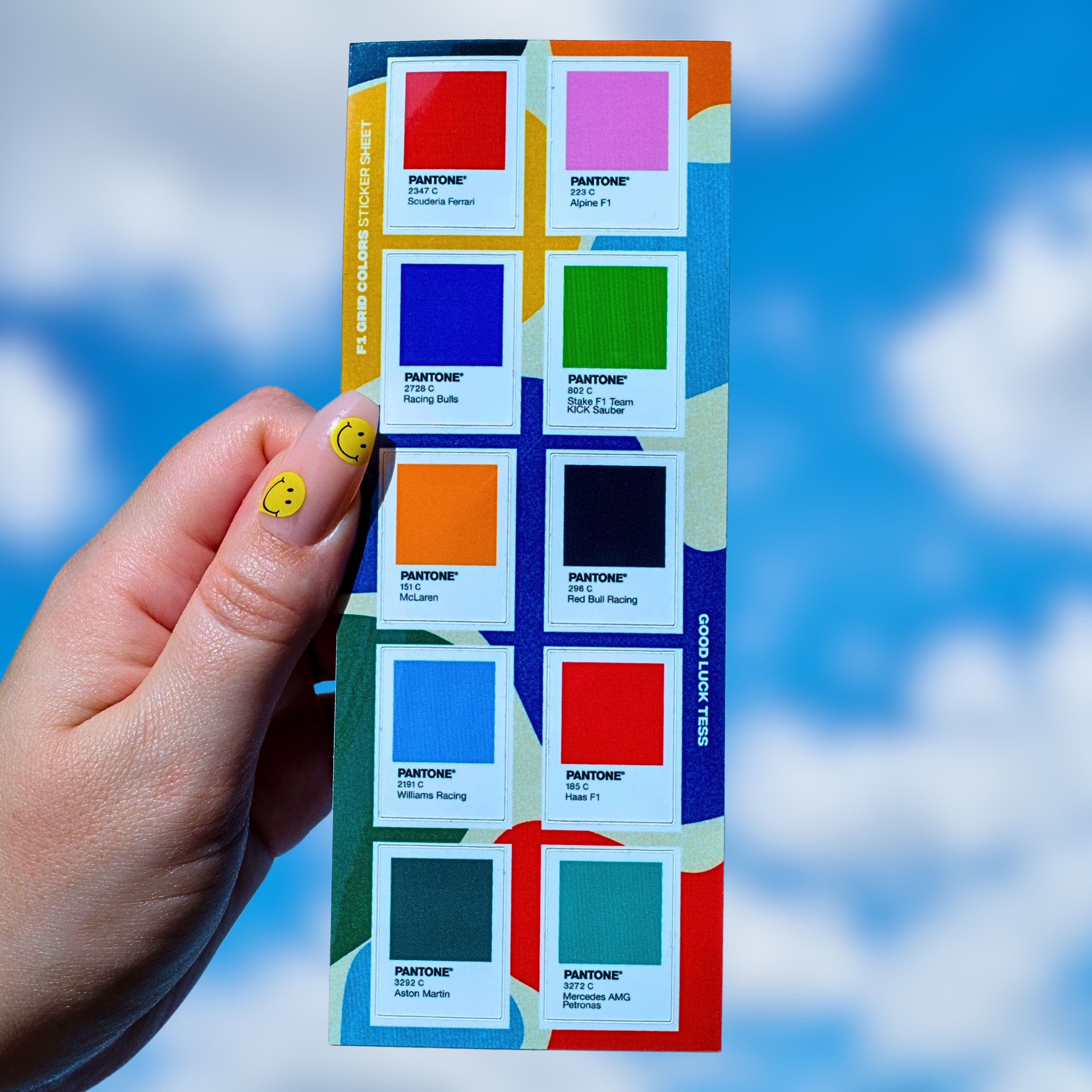 Pantone F1 Grid Color stickers sheet – Good Luck Tess