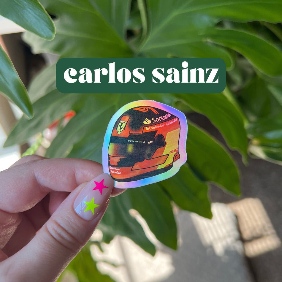 Carlos Sainz mini helmet sticker – Good Luck Tess